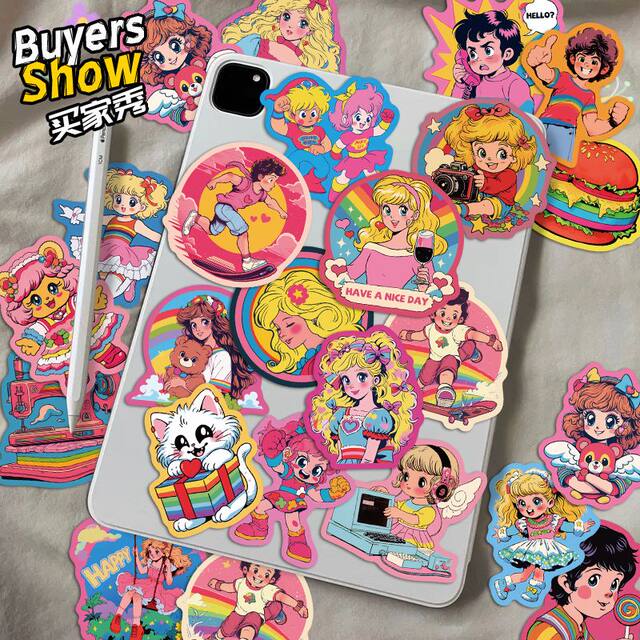 50 cute retro graffiti girl stickers creative beautiful decoration DIY ...