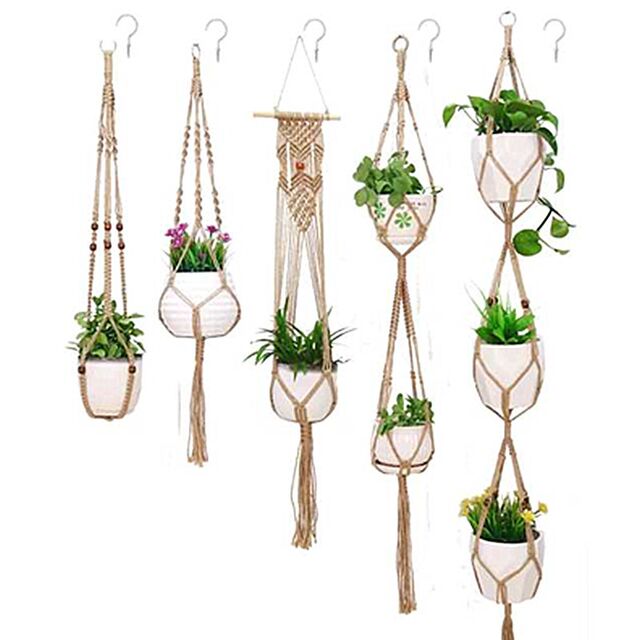 Hanging flower pot net bag hand-woven hanging basket plant hanger ...