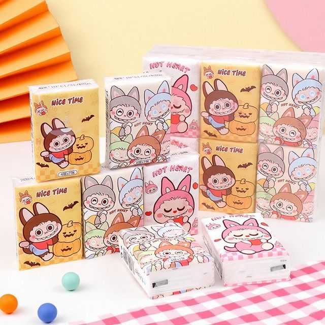 Handkerchief paper printed tissue small bag portable mini napkin paper ...