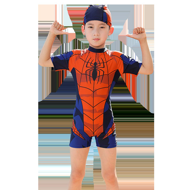 Children's swimsuit boys conjoined Spider -Man long -sleeved small ...