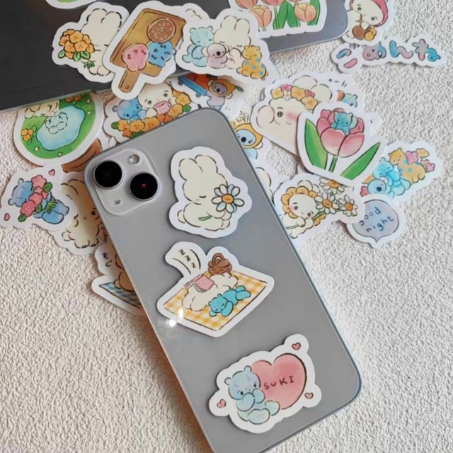 50 Japanese small fresh cream rabbit cute ins stickers decorative ...