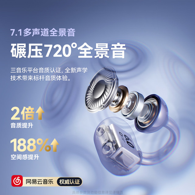 SANAG Cyan ear clip Bluetooth headset open wireless air bone conduction ...