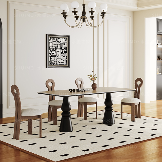 Retro solid wood Delifeng dining table rectangular designer style ...