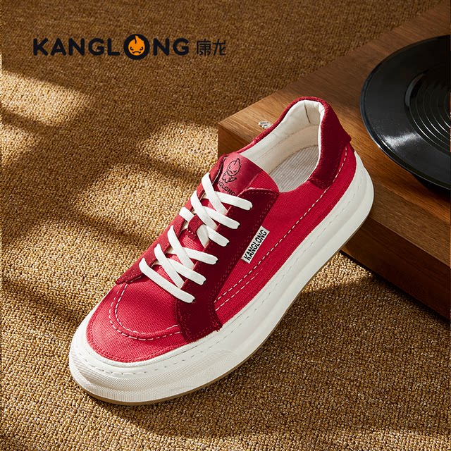 Kanglong canvas shoes men's shoes 2025 new men's board shoes thick sole ...