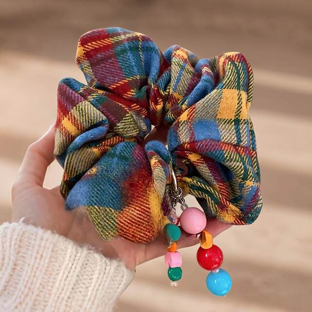 Fun Rainbow Plaid Large -intestine Hair High -level Design Twoa Hair ...