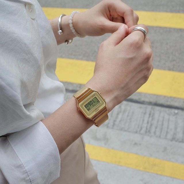 casio trendy electronic watch small square fashion casual watch men's ...