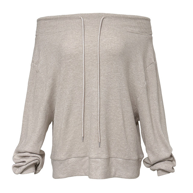 GYOKUU Apricot bright silk one-shoulder drawstring loose top sweatshirt