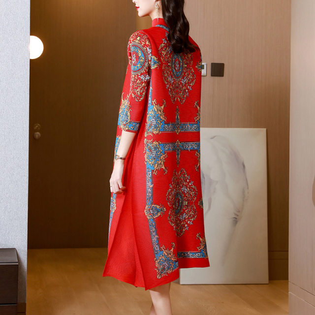 Miyake pleated Chinese style plus size women's clothing 2024 new early ...