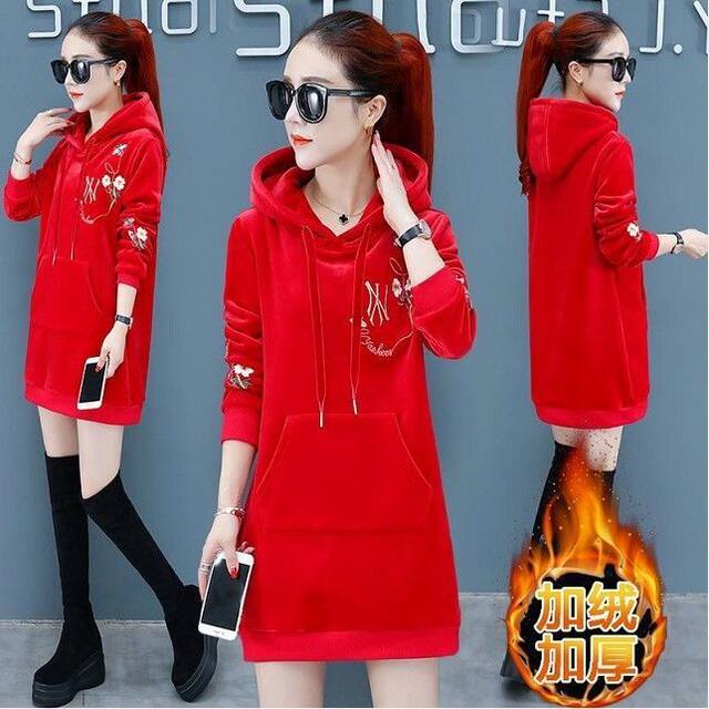 Double -sided velvet cubs sweater female connecting gold velvet mid ...