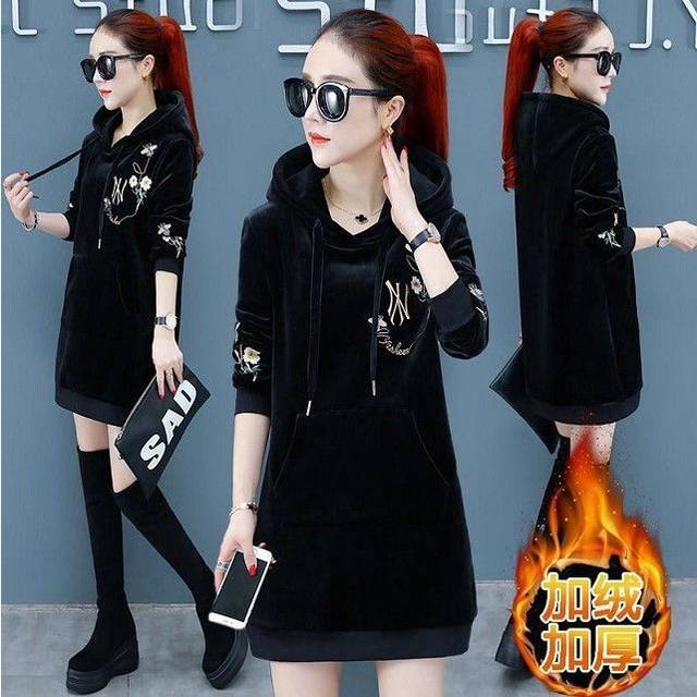 Double -sided velvet cubs sweater female connecting gold velvet mid ...