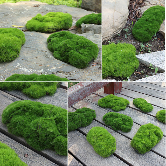 Simulated moss block flocking stone size matching landscaping ...