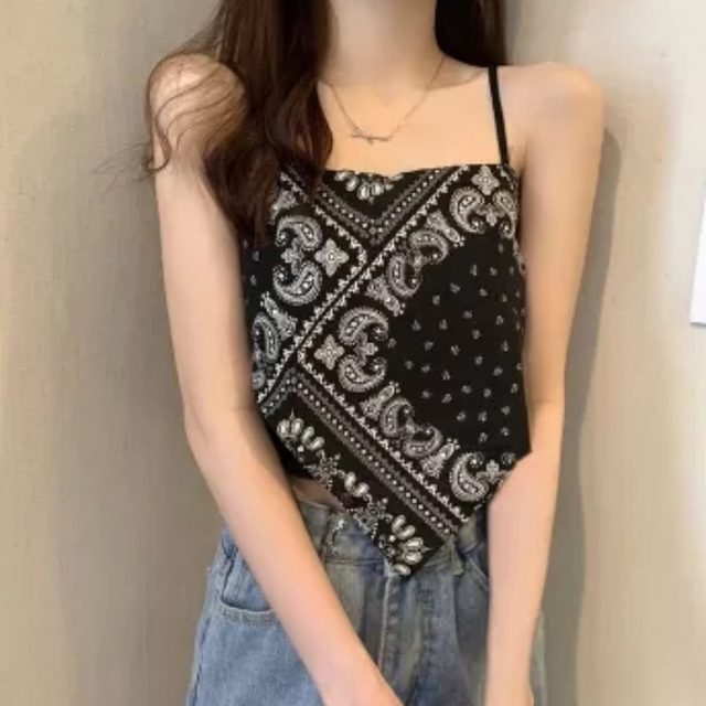 French retro triangular scarf suspender vest female size fat MM summer ...
