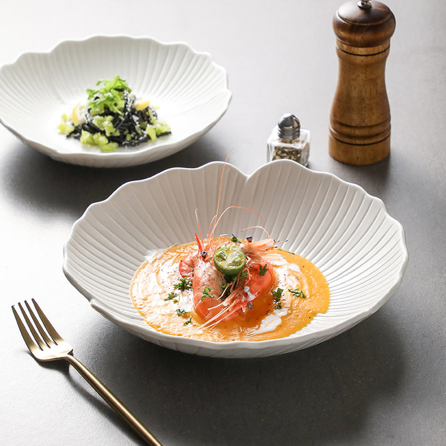 Ceramics solid color high -grade soup bowl shallow bowl deep dish ...