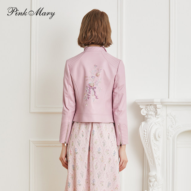 Pink Mary/Pink Mary leather jacket for women in autumn and winter ...