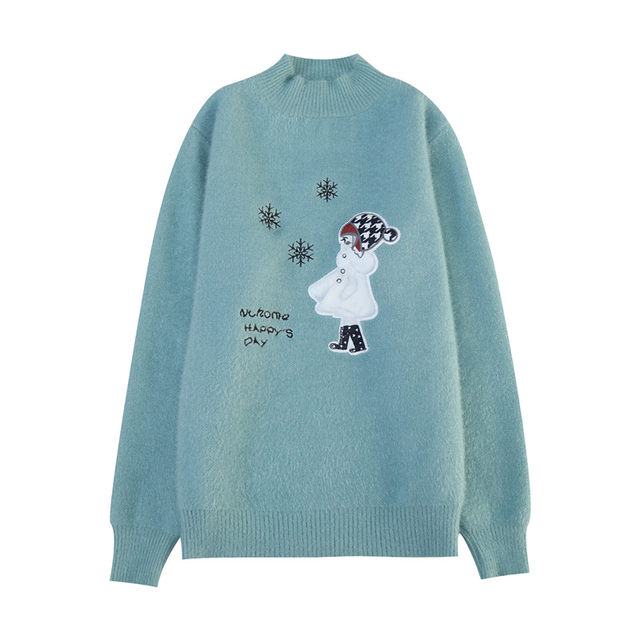 Golden mink warm inner wear embroidered little girl sweater 2025 autumn ...