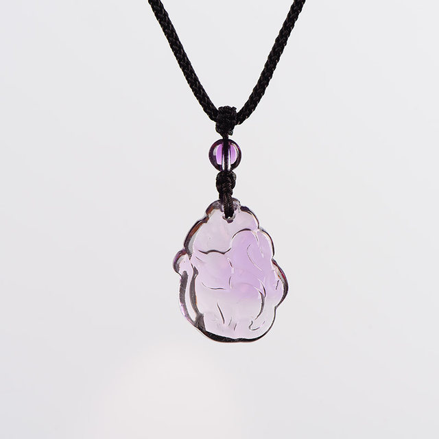 Natural Amethyst Fox Pendant for Women Transferred to Land Purple ...