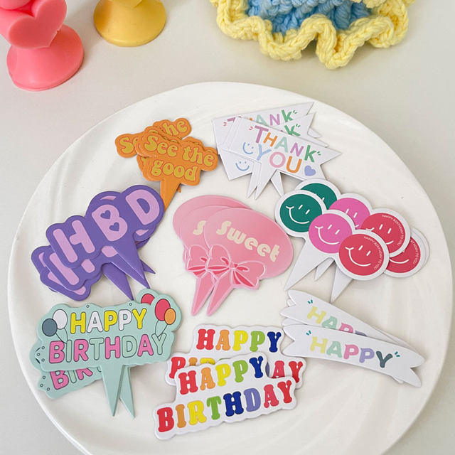 Korean ins style cute plaid love card rose pink HBD happy birthday cake ...