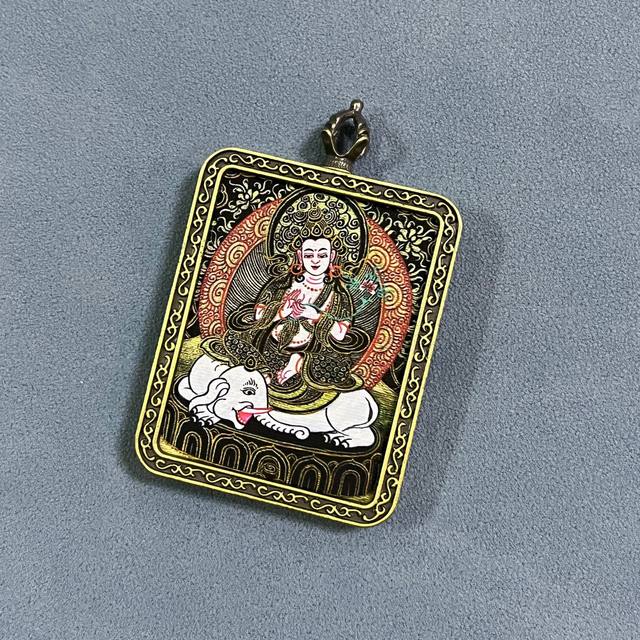 Tibetan black gold thangka pendant twelve zodiac signs natal Buddha ...