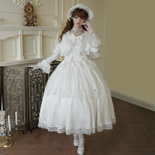 withpuji original design pure white op petticoat dress tail handmade bnt wear more lolita flower ...