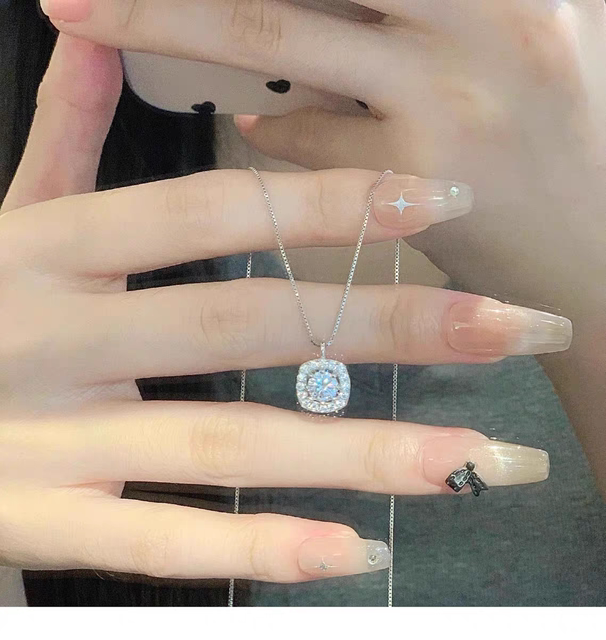 999 sterling silver small sugar cube necklace for women, light luxury ...