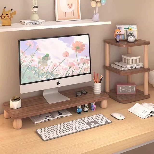 Desktop computer elevated display screen elevated desktop storage rack ...