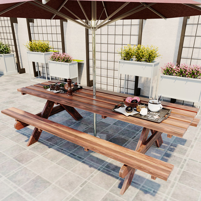 Anticorrosive wooden outdoor chair combination with umbrella outdoor ...