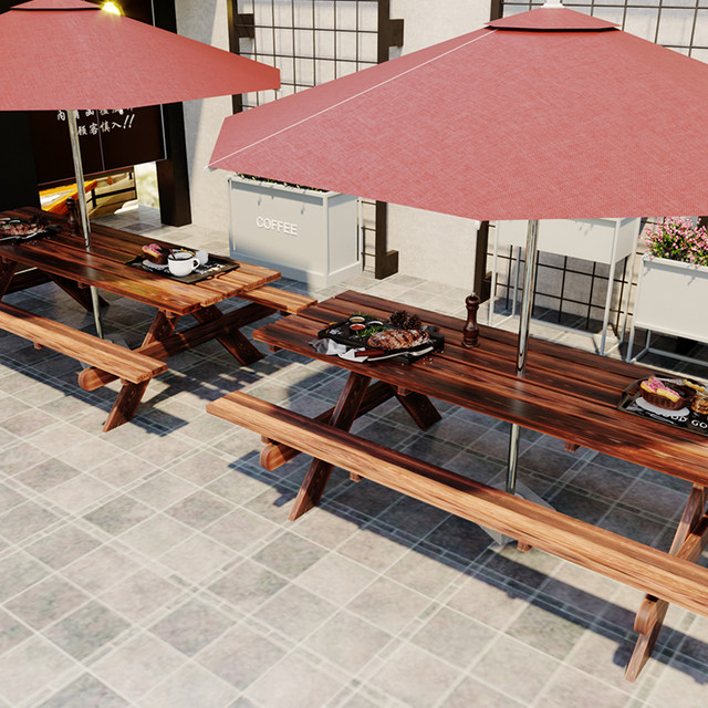 Anticorrosive wooden outdoor chair combination with umbrella outdoor ...