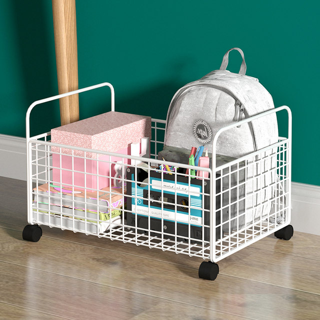 Bookshelf floor-standing wrought iron movable simple bookcase can be ...