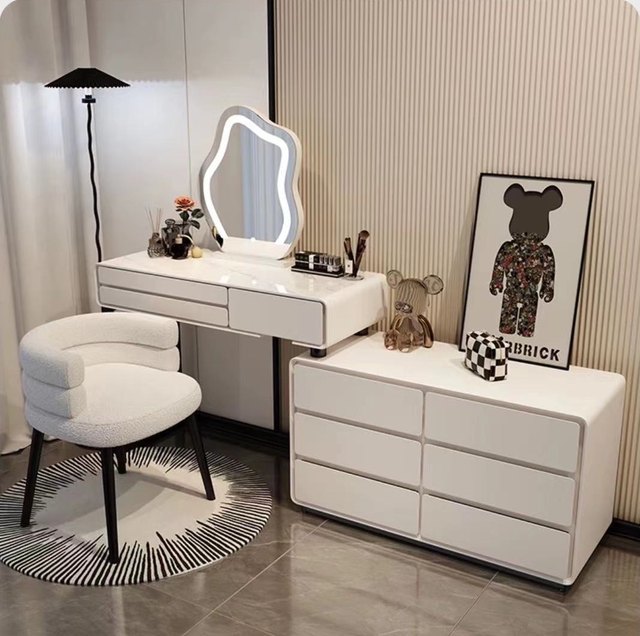 Cream style solid wood slate dressing table bedroom modern simple ...