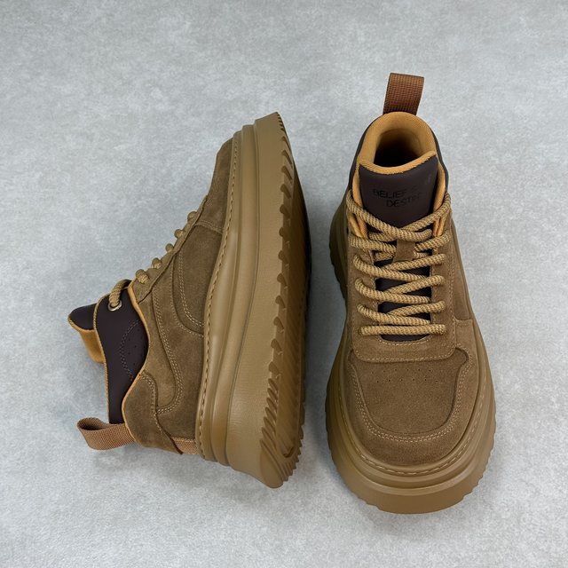 American high-top thick-soled casual short boots, trendy retro lace-up ...