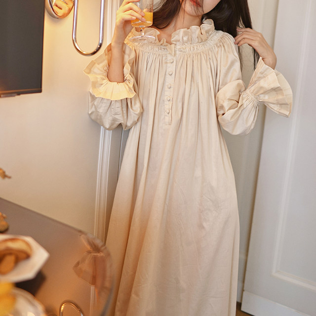 Palace style design long nightdress female spring and autumn model 2024 ...