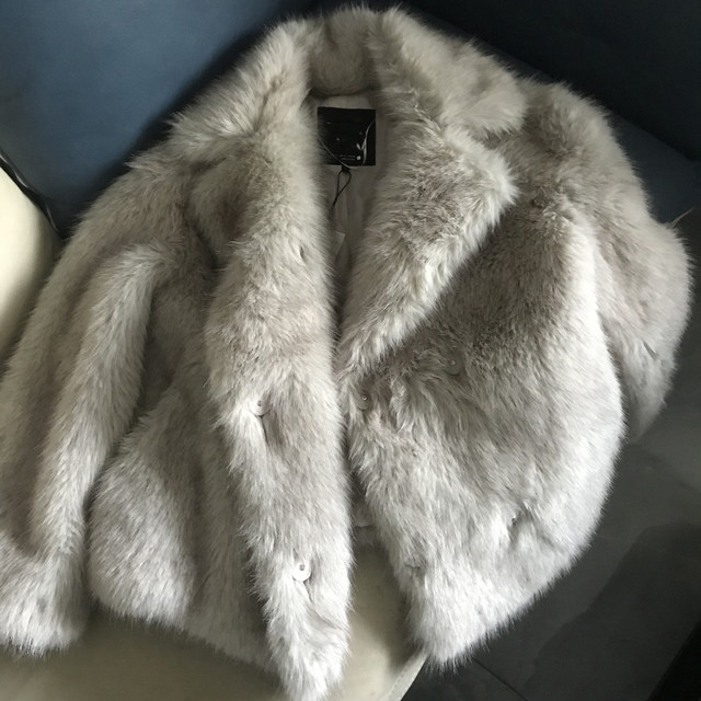 Autumn and winter new women's artificial fur lap long -sleeved effect ...
