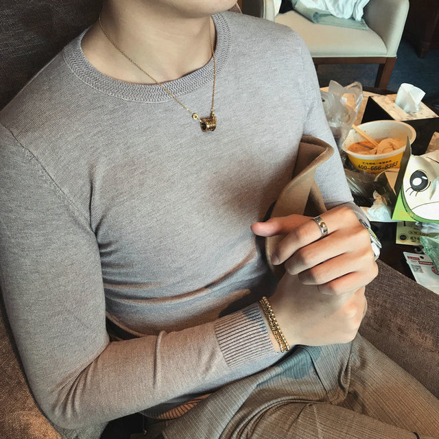 Autumn and Winter Yinglun simple versatile pure -colored round neck ...