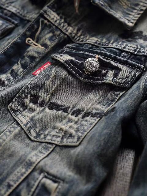 High -end embroidered denim jacket Men's spring and autumn new tide ...