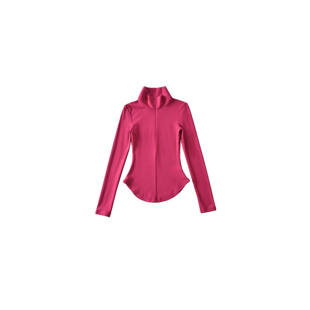 Rose Red Yoga Fitness Sports Jacket Women's Autumn Slim Elastic Stand ...