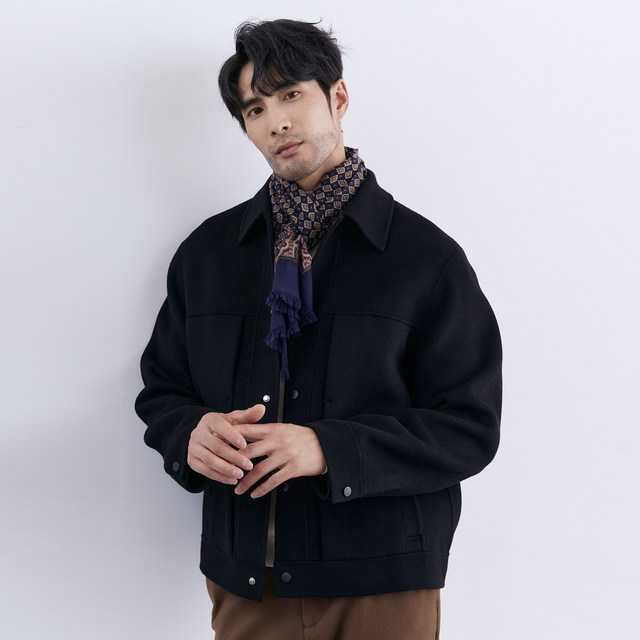Winter high -end gentleman 100%cotton wool light luxury double -sided ...