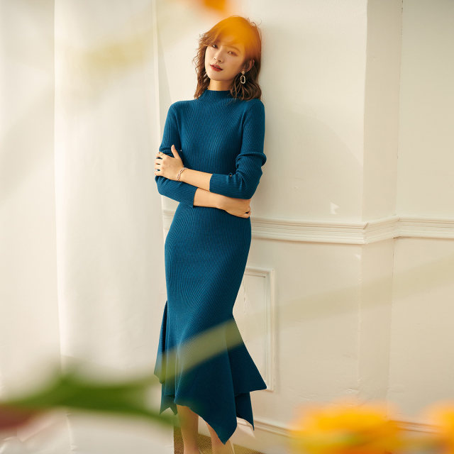 The shopkeeper's self -reserved 丨 texture thickened long knitted skirt ...