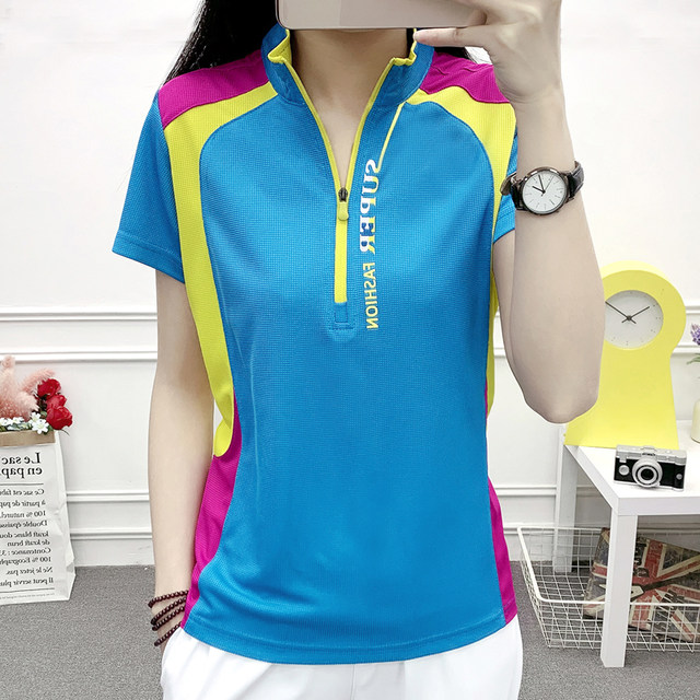 Outdoor quick-drying T-shirt women's sports running fitness loose stand ...