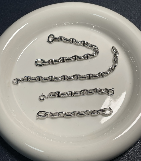 925 sterling coarse solid pig nose, Japanese character chain pearl ...