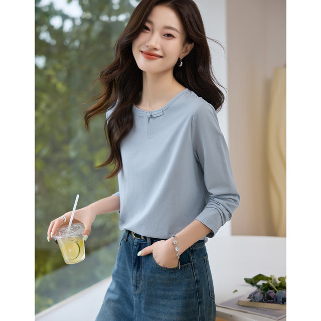 Mo Yan Yimei's new Chinese -style plate buckle design long -sleeved T ...