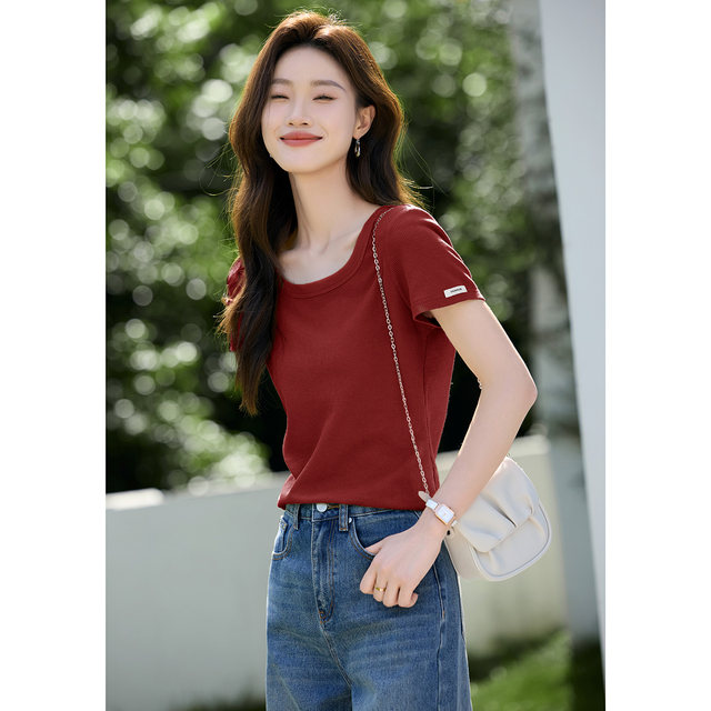 Mohan Yimei design sense waffle square collar versatile slim top 2025 ...