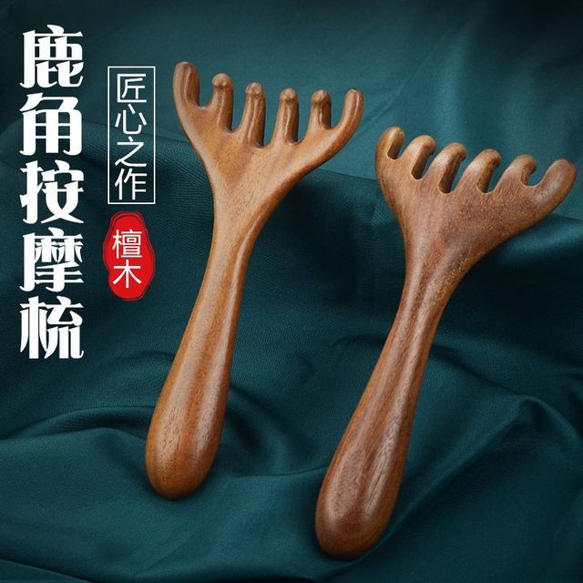Antlers scalp massage comb, massage scalp meridian, natural sandalwood ...