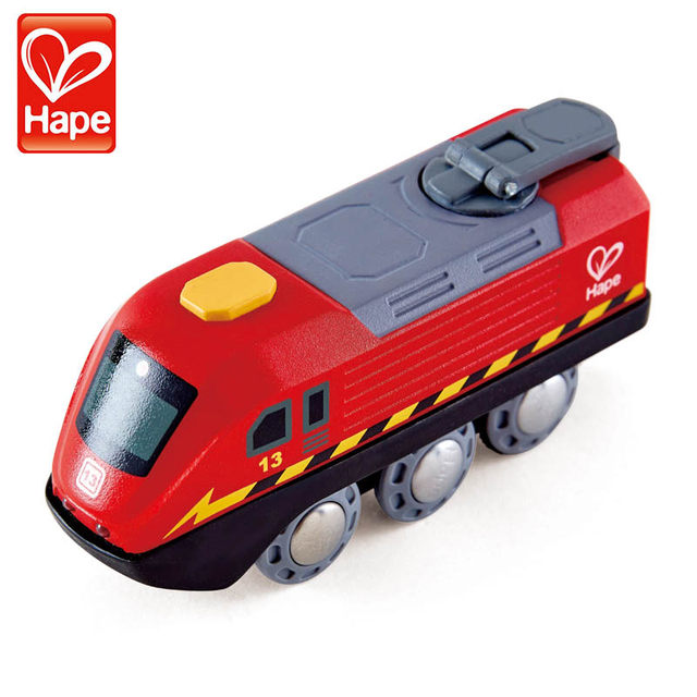 HAPE electric small train wooden track magneto -sucking train puzzle ...