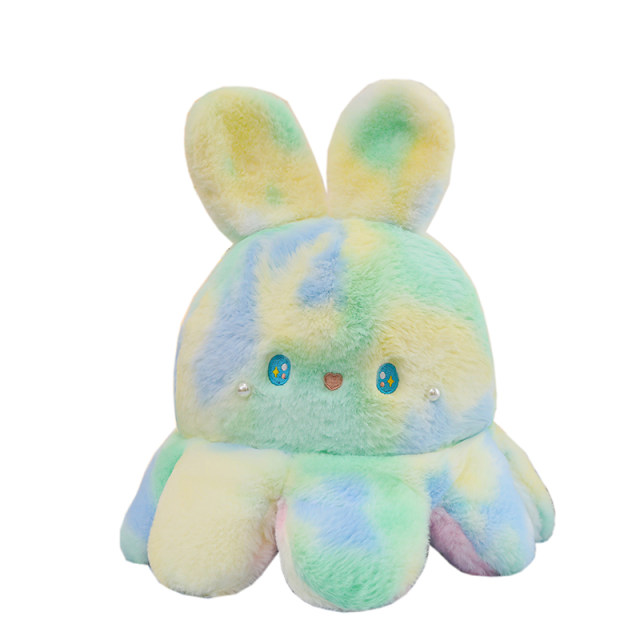 The octopus and rabbit doll transforms into a flip plush toy, an ...