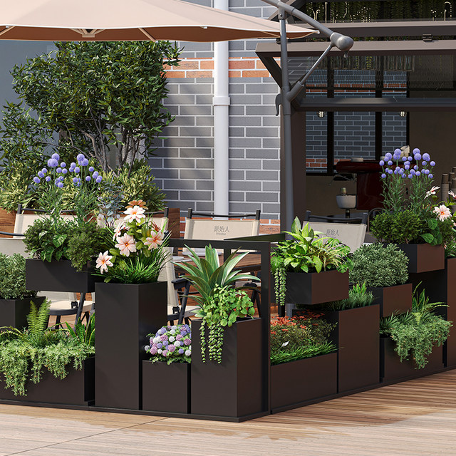 Coffee restaurant indoor and outdoor creative flower stand partition ...
