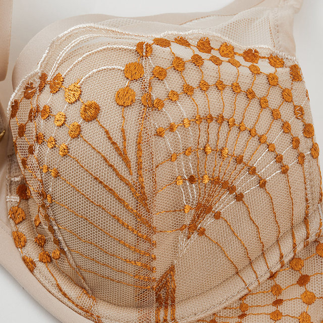 Dai series embroidered tulle breathable thin steel ring support bra 16-8490