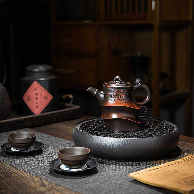 High-end purple pottery Fengming large wide mouth teapot large capacity ...