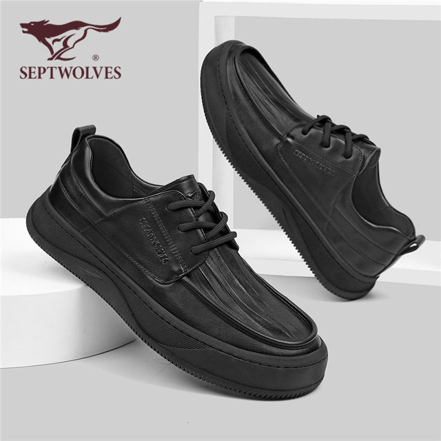 Septwolves commuter leather shoes men's winter new British top layer ...