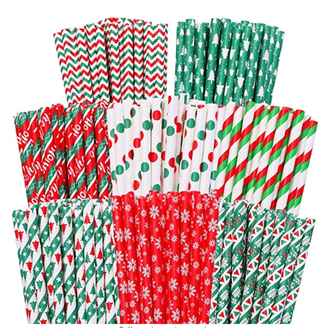 100 colored disposable paper straws, bar store dessert desk decoration ...
