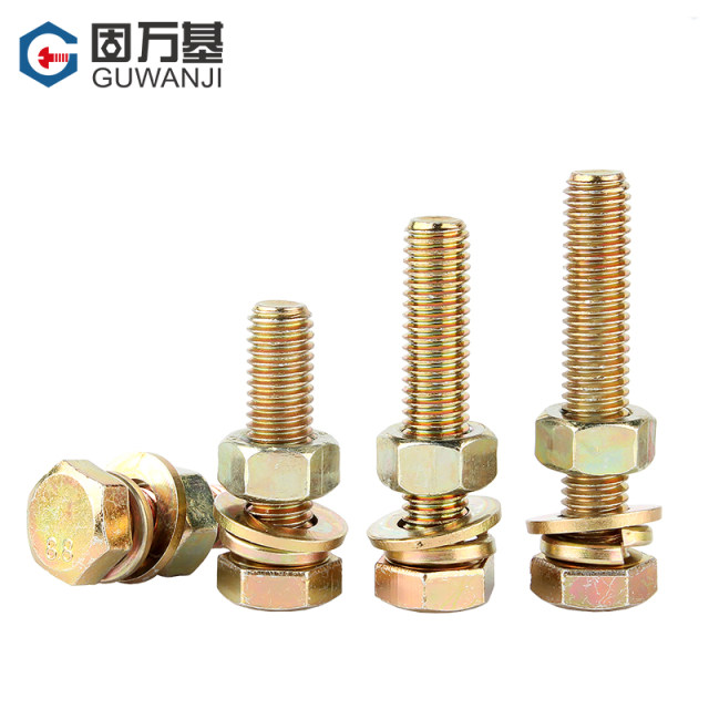 Color-plated zinc grade 8.8 external hexagonal screws and nuts, high ...
